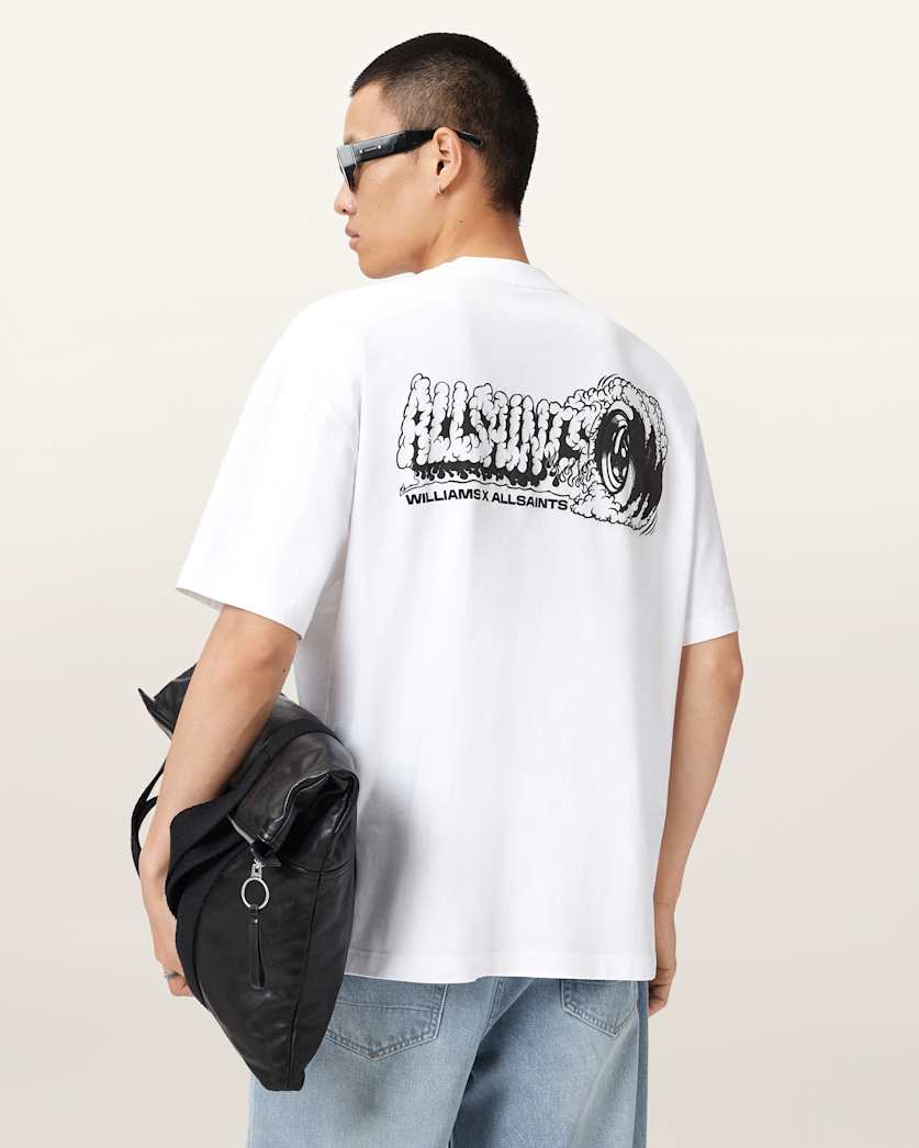Williams X AllSaints Burnout Crew Neck T-Shirt ASHEN WHITE | ALLSAINTS US